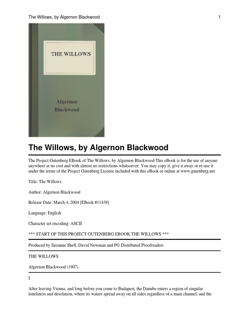 The Willows, by Algernon Blackwood 1 | PDF | Wound | Sleep