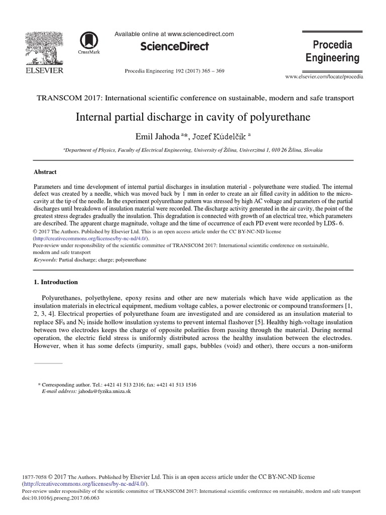Internal Partial Discharge in Cavity of Polyurethane: Sciencedirect ...