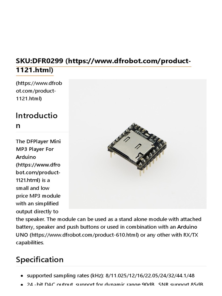 DFPlayer Tutorial | PDF | Arduino | Computer File