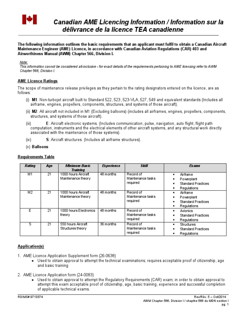 Canadian AME License Requirements | PDF | Aircraft | Aviation