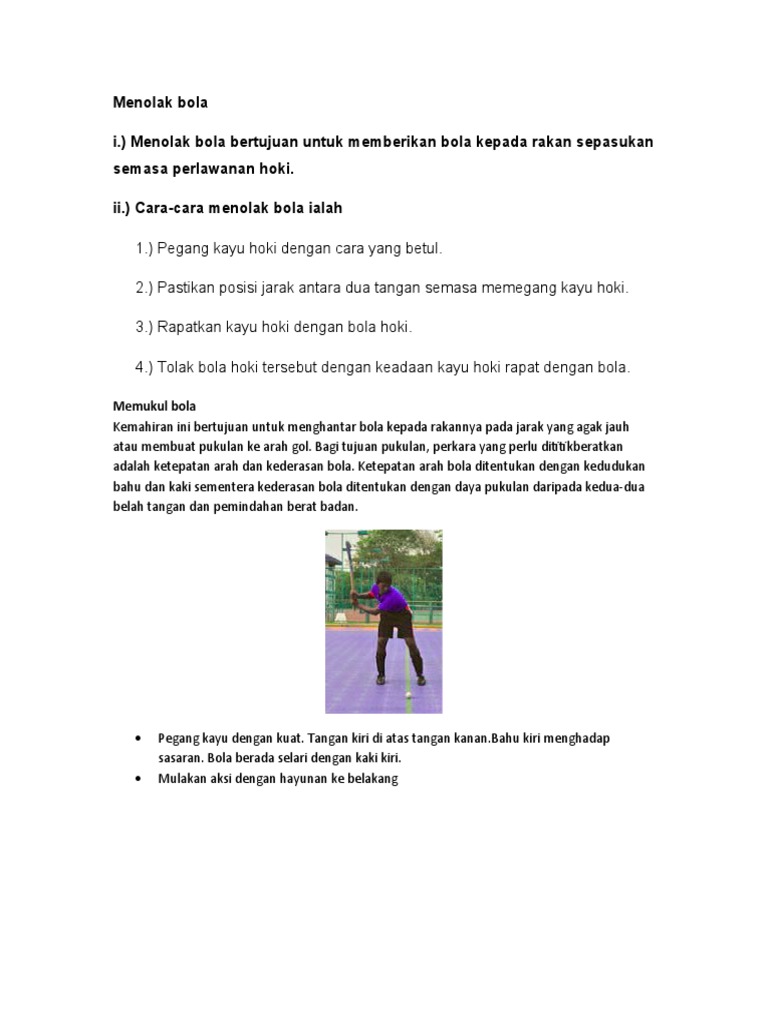 Teknik Menolak dan Memukul Bola Hoki | PDF | Olahraga & Rekreasi