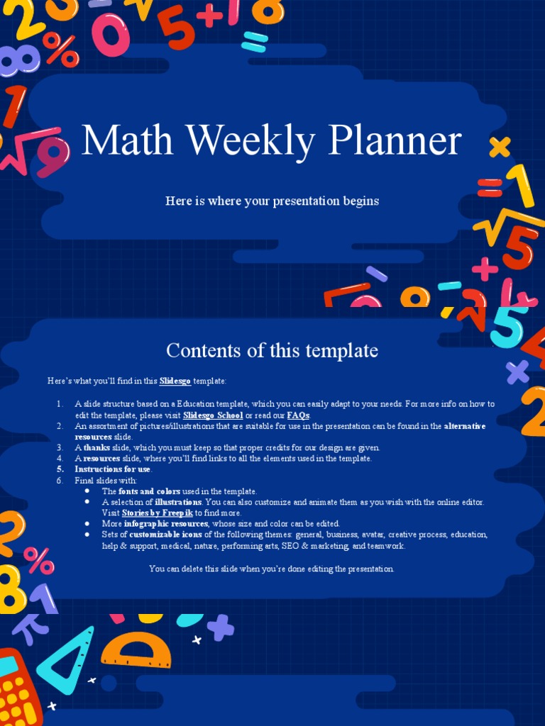 Math Weekly Planner BV Slidesgo | PDF | Planets | Saturn