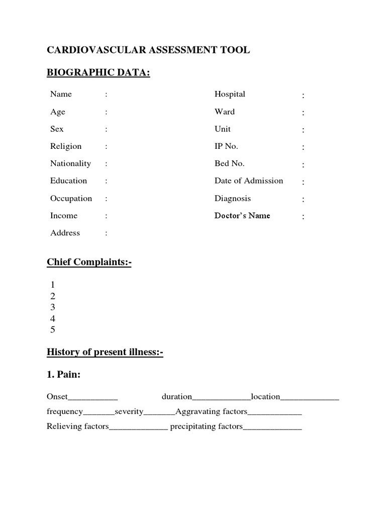 Cardio Vascular Assessment Tool | PDF | Cardiovascular Diseases | Pulse