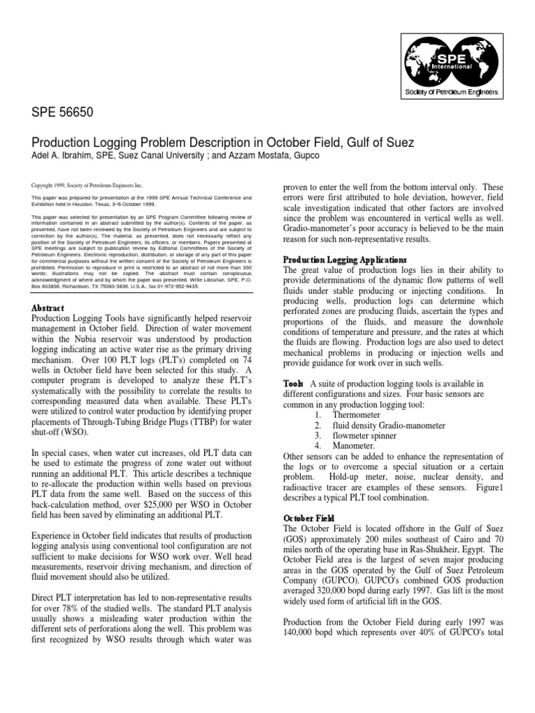 Production Logging Problem Description | PDF | Petroleum Reservoir ...