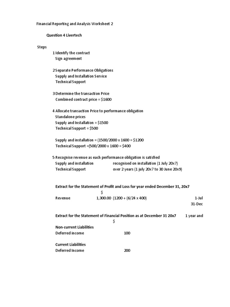 IFRS 15 Solutions Worksheet 2 | PDF | Income Statement | Financial Services