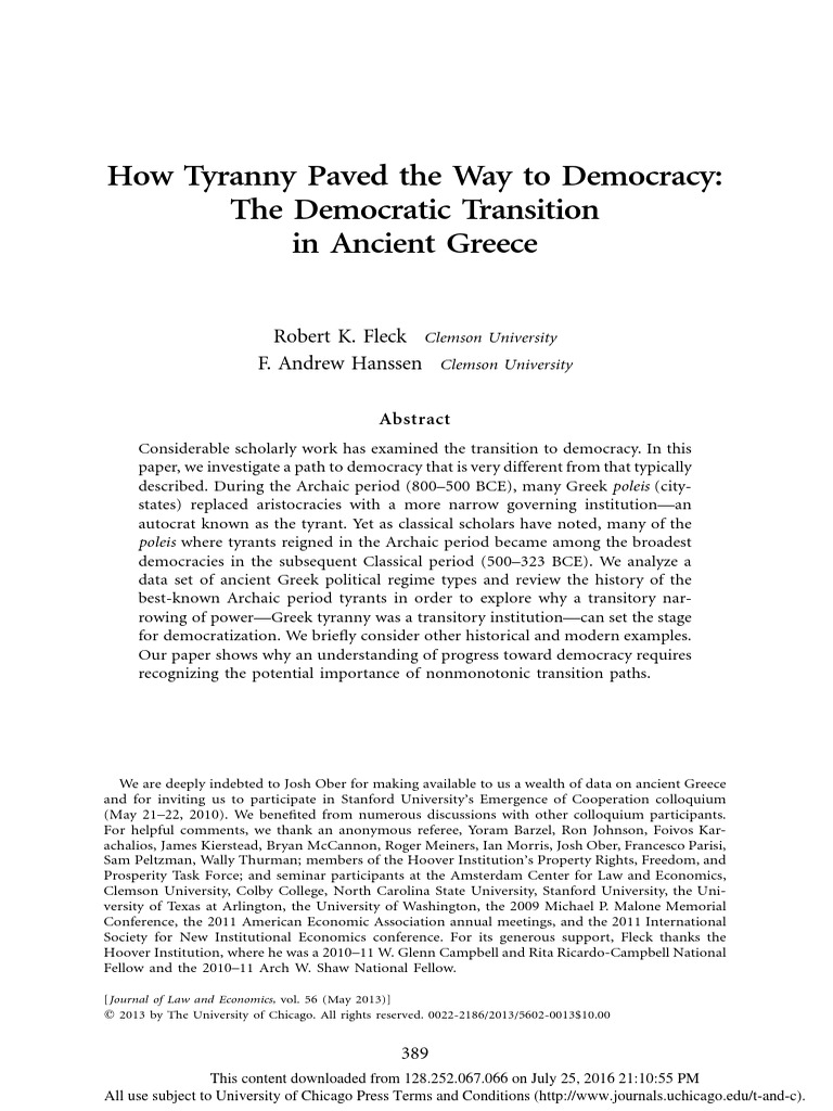 How Tyranny Paved The Way To Democracy: The Democratic Transition in ...