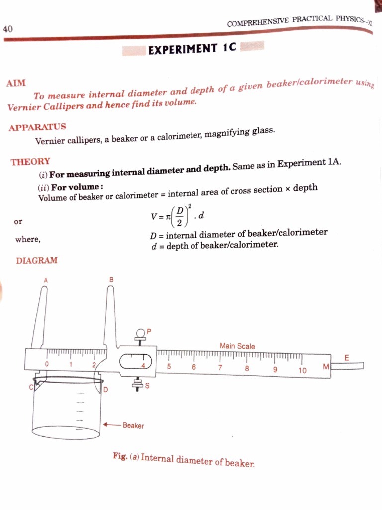 Measuring Dimensions And Volume Using Vernier Callipers Pdf