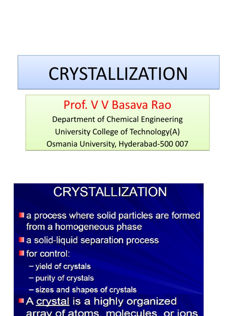 Crystallization Crystallization: Prof. V V Basava Rao | Download Free PDF | Crystallization ...