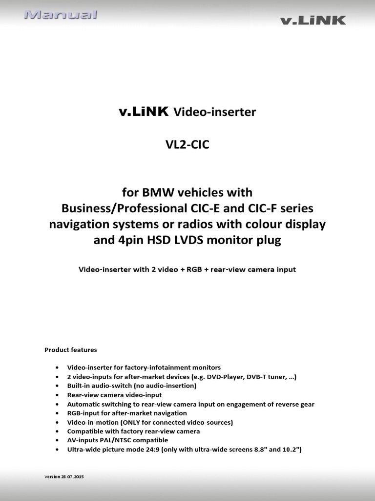 V.Link Video-Inserter Vl2-Cic: Video-Inserter With 2 Video + RGB + Rear ...