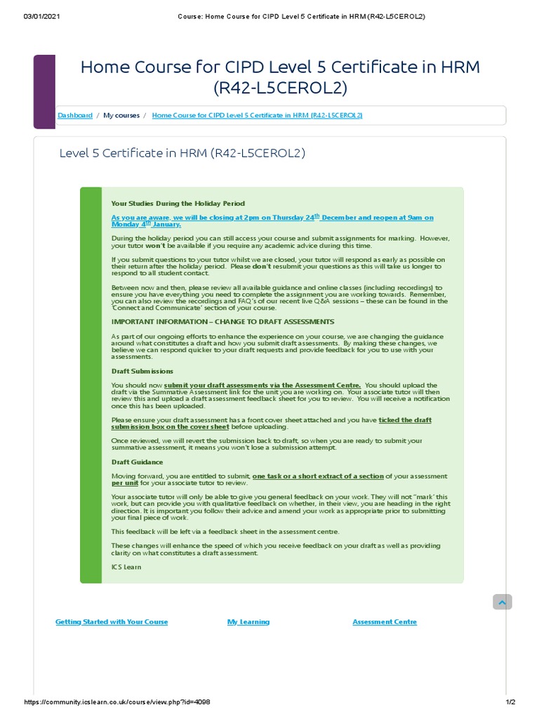 Course - Home Course For CIPD Level 5 Certificate in HRM | PDF ...