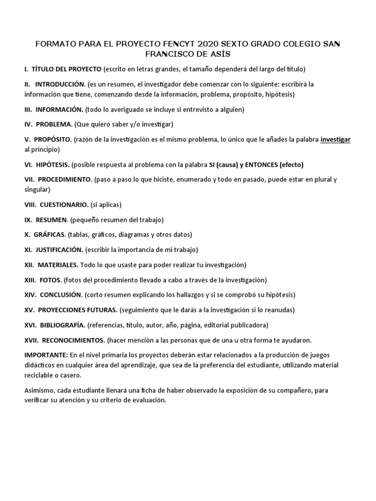 Proyecto Fencyt 2020 | PDF