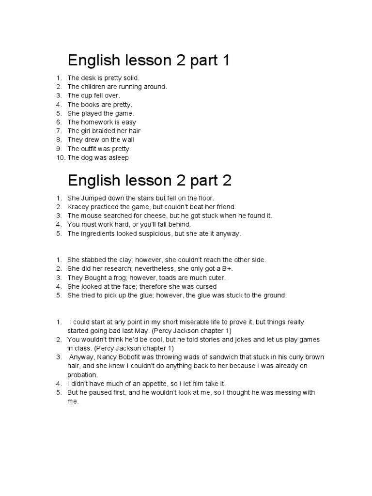 English Lesson 2 | PDF