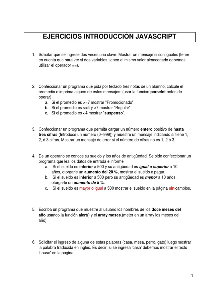 2.2 1ejercicios Introducción JavaScript | PDF | Estructura de datos de ...