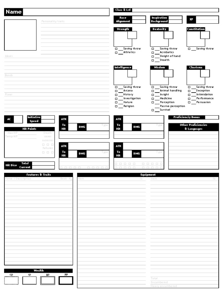 Character Sheet: An Adventurer's Abilities and Backstory | PDF ...