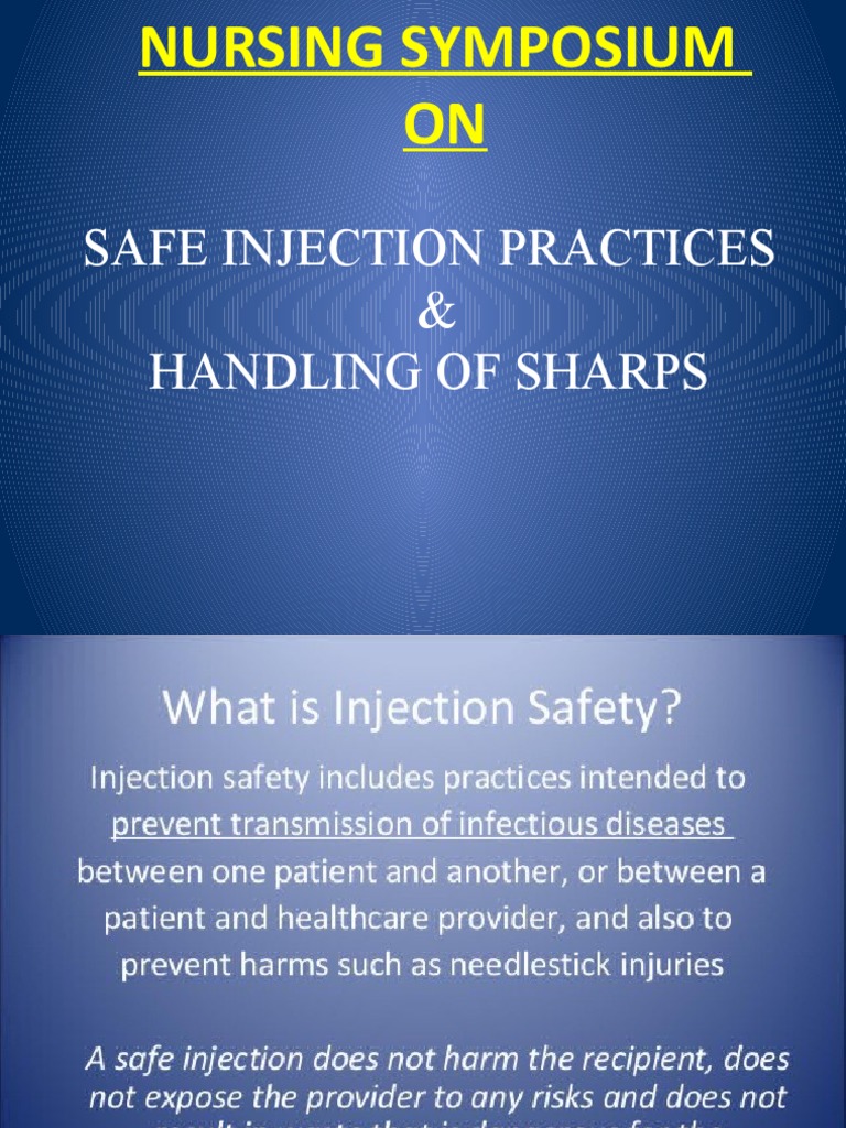 Safe Injection Practices and Handling of Sharps | PDF | Injection ...