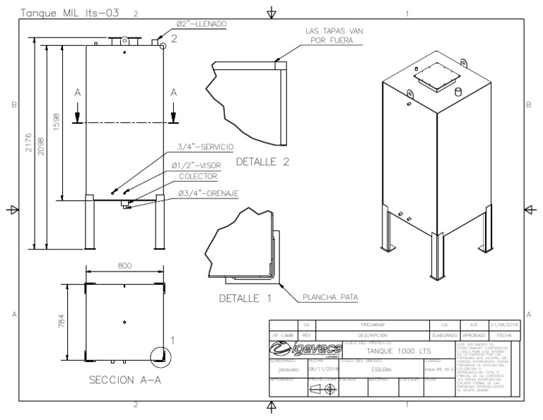 Tanque Vertical 1000 Litros | PDF