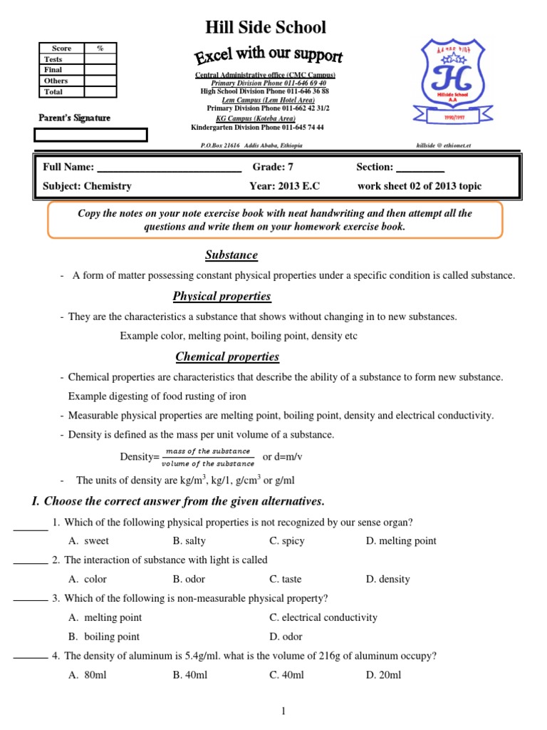 Grade 7 Chemistry R2 | PDF | Matter | Taste