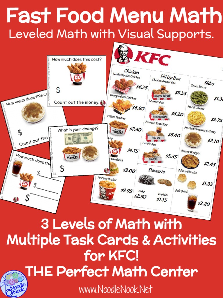 3 Levels of Math With Multiple Task Cards & Activities For KFC! THE ...