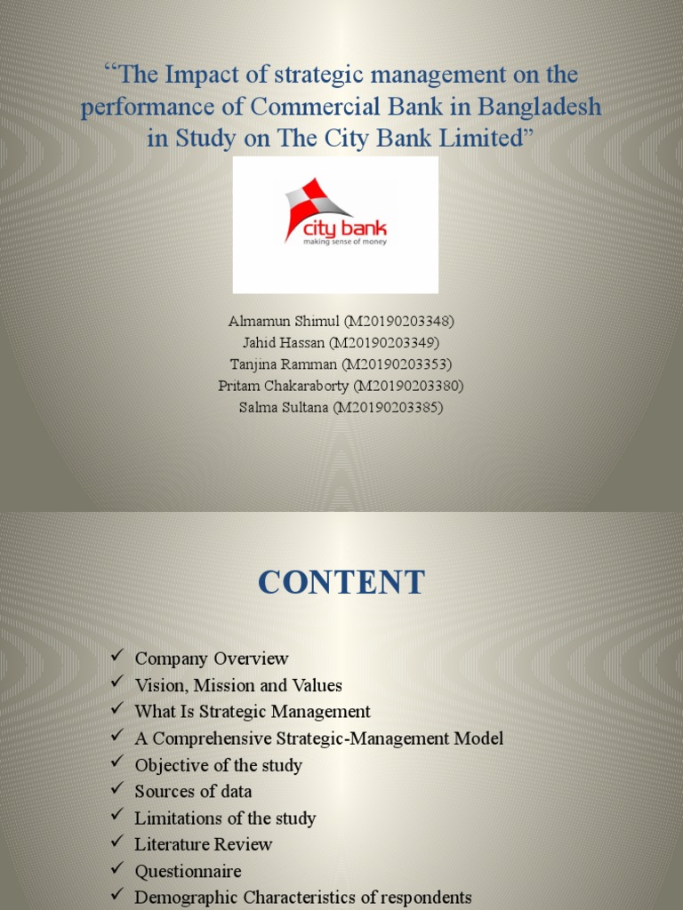 The City Bank | PDF | Strategic Management | Banks
