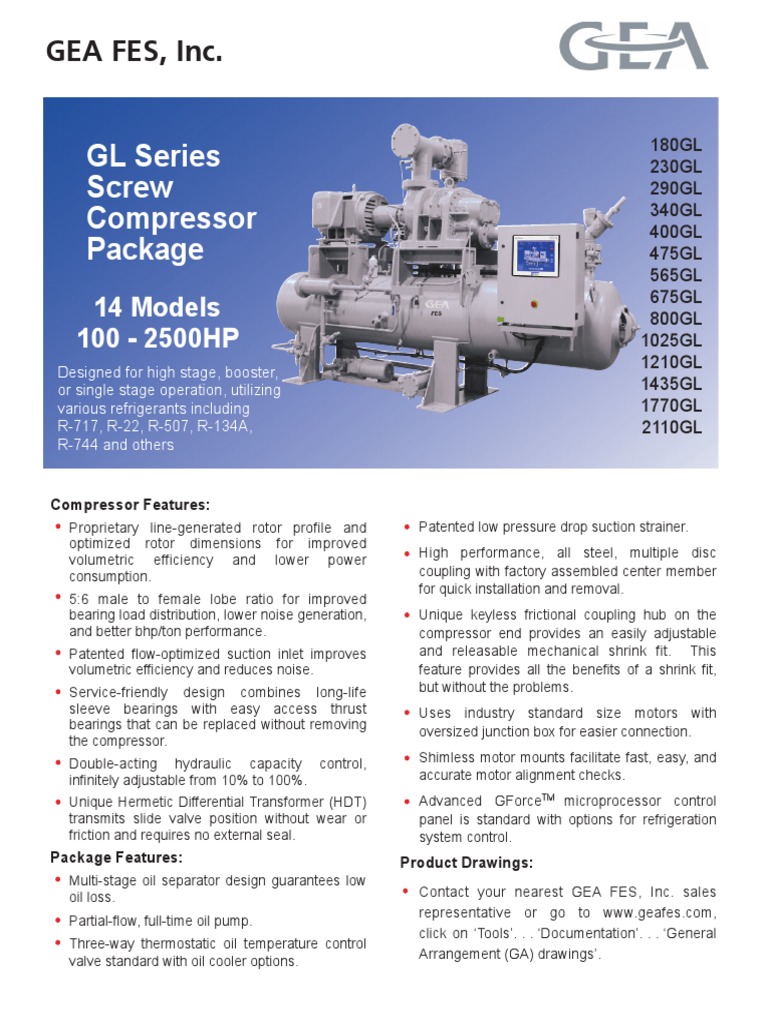 GL Series Screw Compressor Package: Gea Fes, Inc | PDF | Machines ...