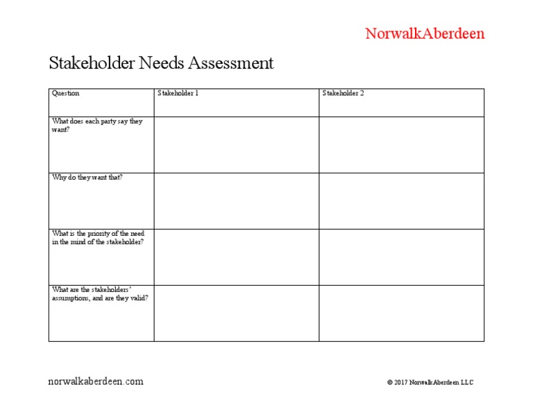 Stakeholder Needs Assessment Template | PDF