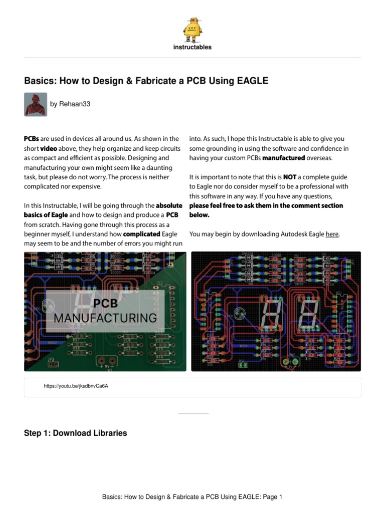 Basics How To Design Fabricate A PCB Using EAGLE PDF | PDF | Printed Circuit Board | Computer ...