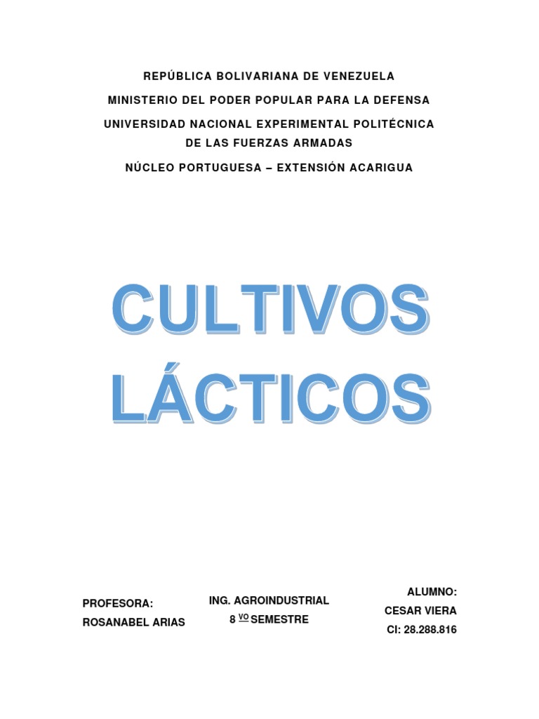 Cultivos Lacticos | PDF | Productos lácteos | Leche