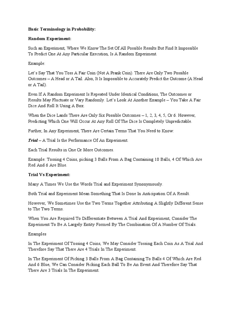 Basic Terminology in Probability | Download Free PDF | Probability ...