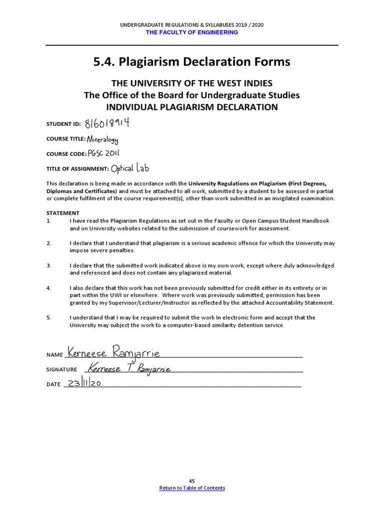 Plagiarism Form PDF | PDF