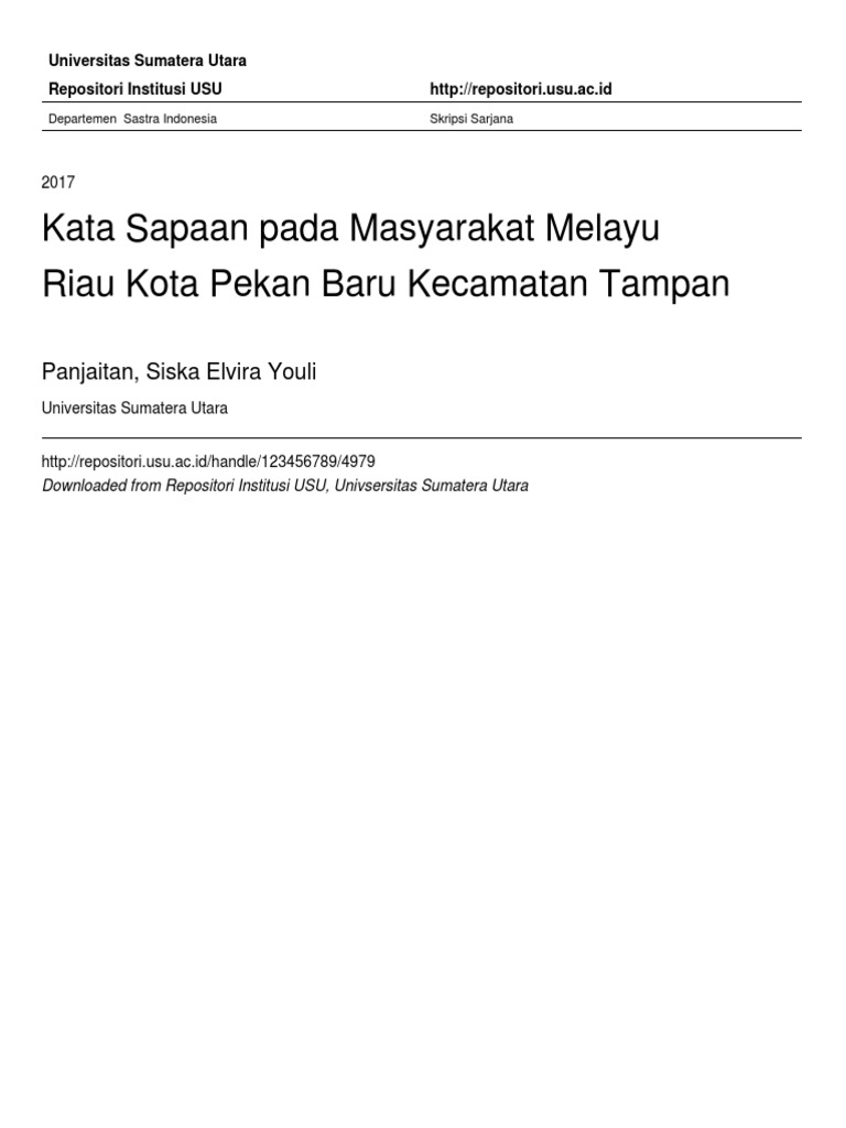 Sapaan dalam Budaya Melayu Riau | PDF | Karier & Perkembangan | Sains ...