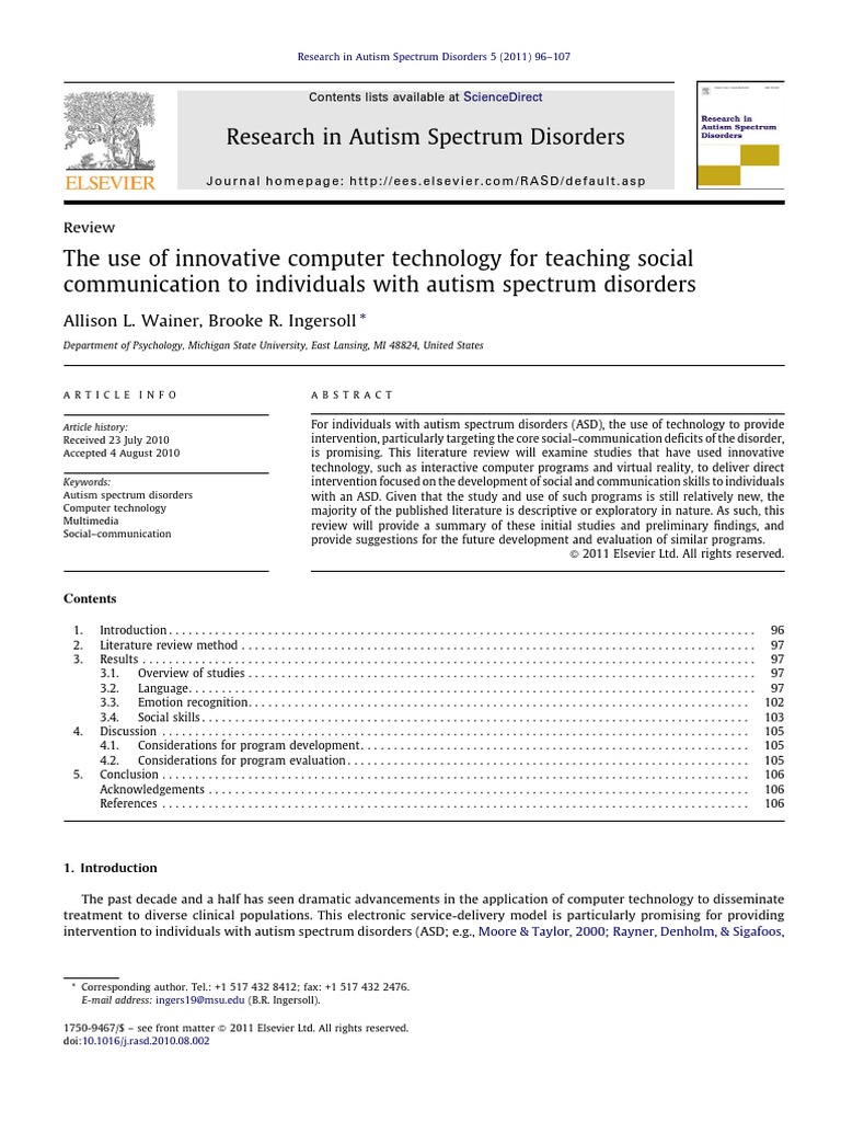 Inovative Computer Tehnology For Autism | PDF | Autism Spectrum | Autism