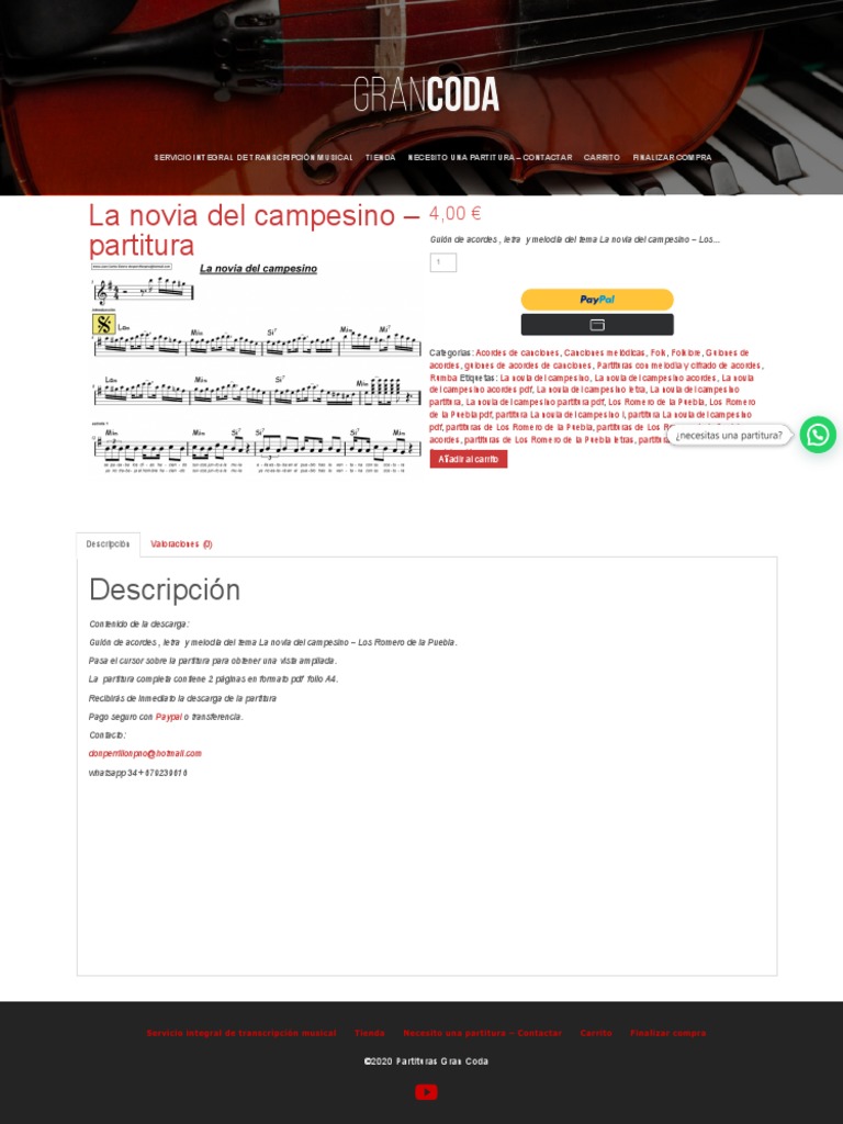 La Novia Del Campesino - Partitura - Partituras Gran Coda | PDF | Partituras | Entretenimiento ...