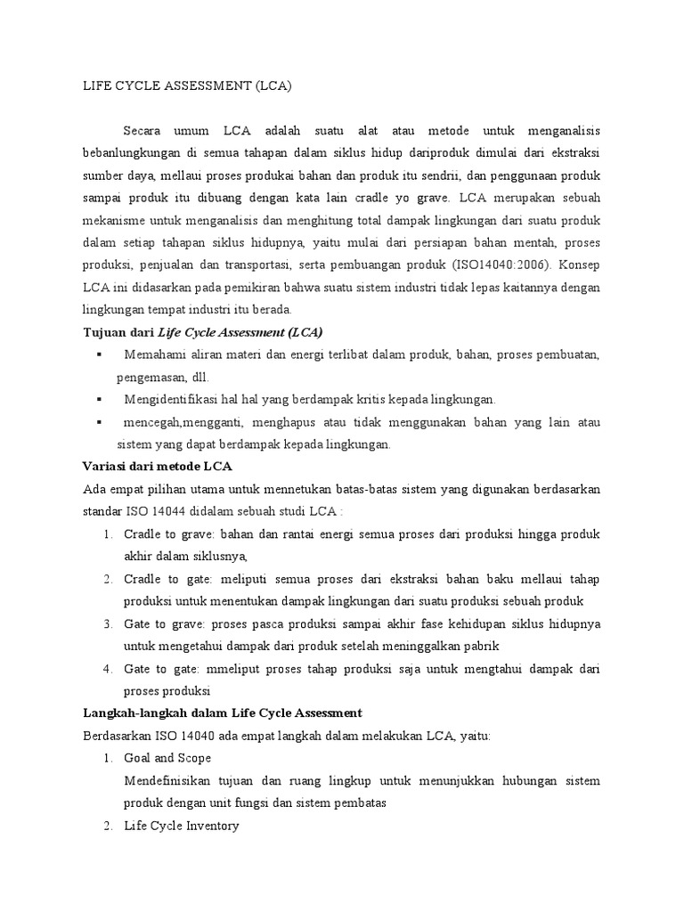 Life Cycle Assessment | PDF