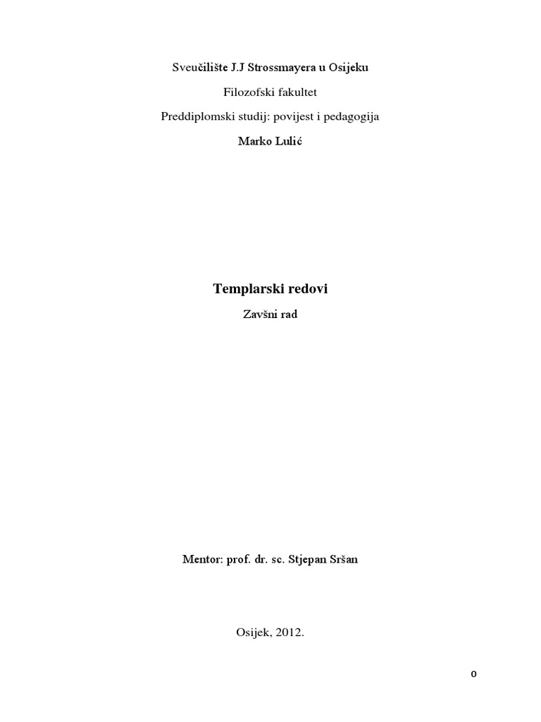 Kratko - Templarski Redovi PDF | PDF