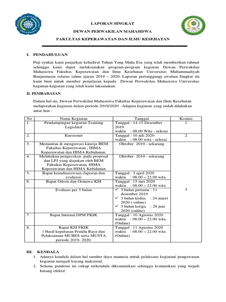 Format Laporan Singkat DPM F-1 PDF | PDF
