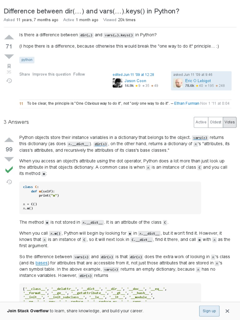 Difference Between Dir ( ) and Vars ( ) .Keys in Python | PDF | Programming Paradigms | Computer ...