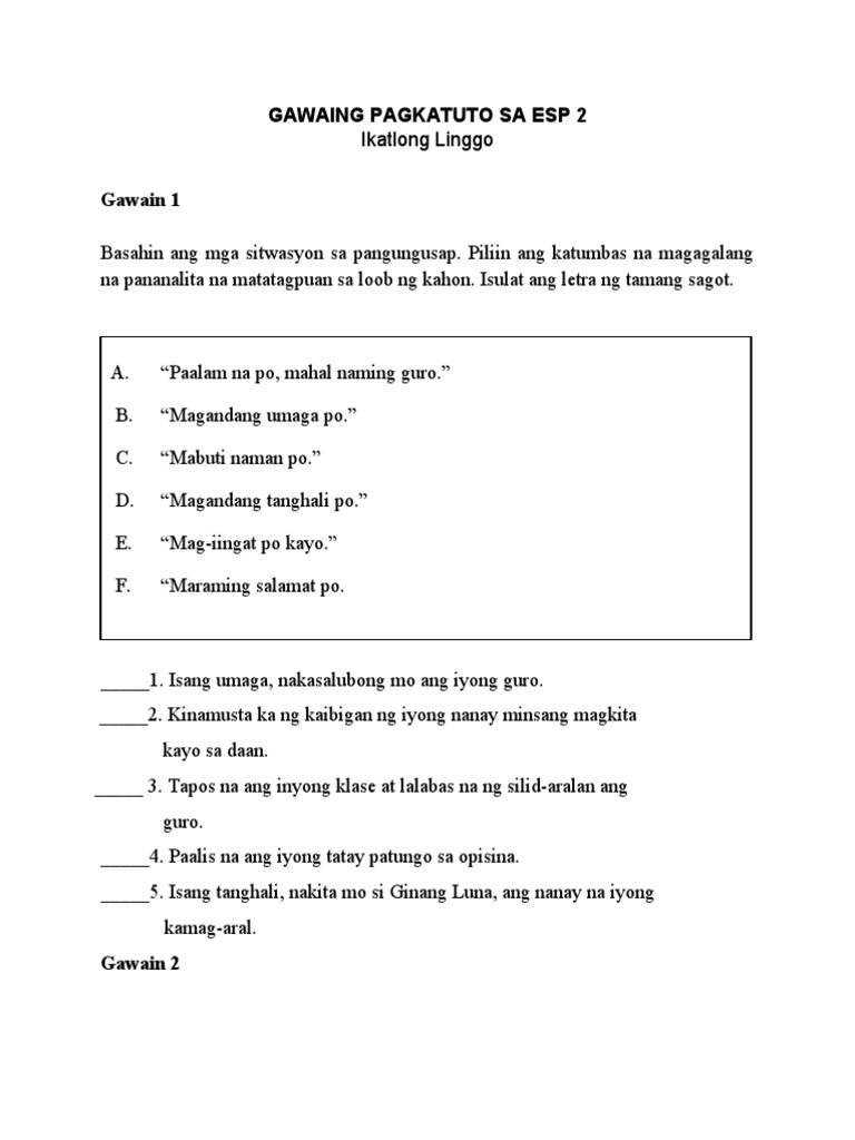 ESP Q2 Week 3 | PDF