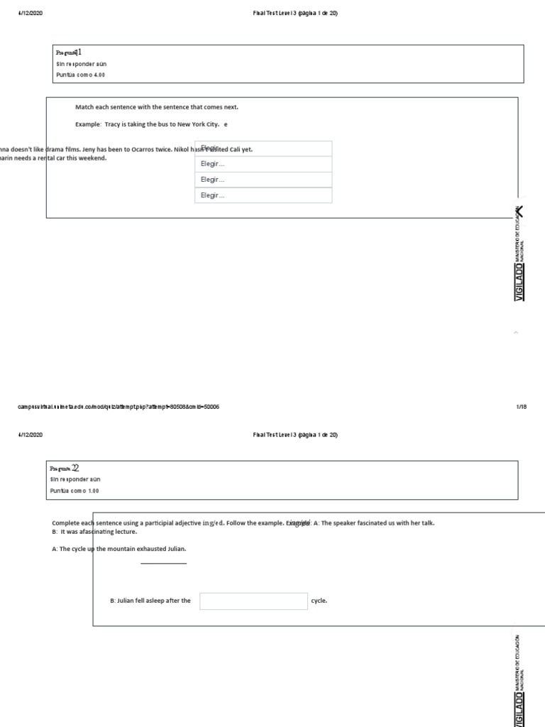 Final Test Level 3 (Página 1 de 20) | PDF | Linguistics | Language ...