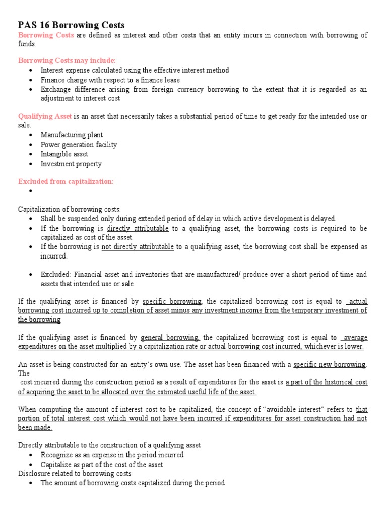 PAS 16 Borrowing Costs | PDF | Interest | Cost