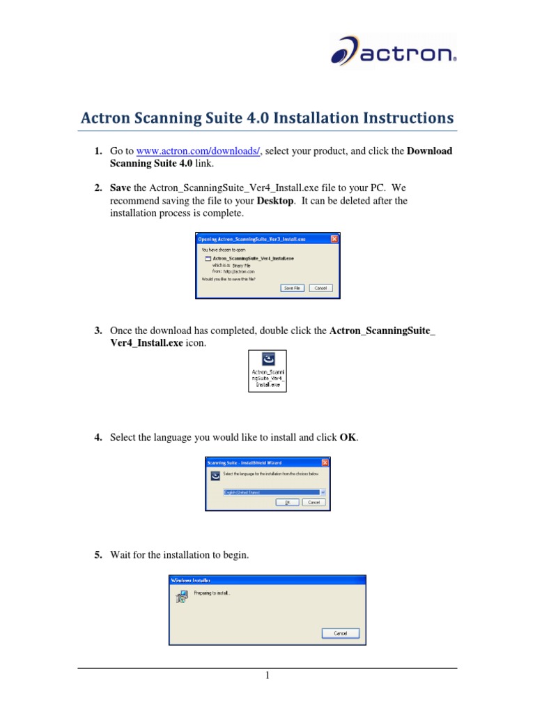 Actron Scanning Suite Ver4 Install Instructions PDF | PDF