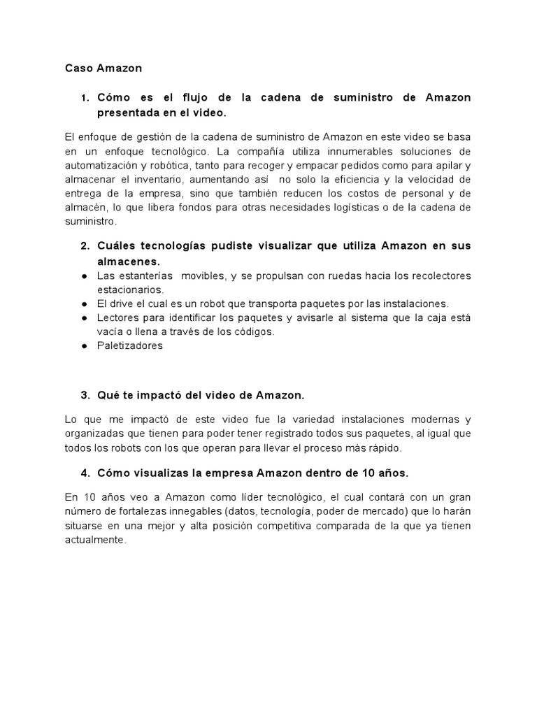 Caso Amazon | PDF | Negocios | Tecnología
