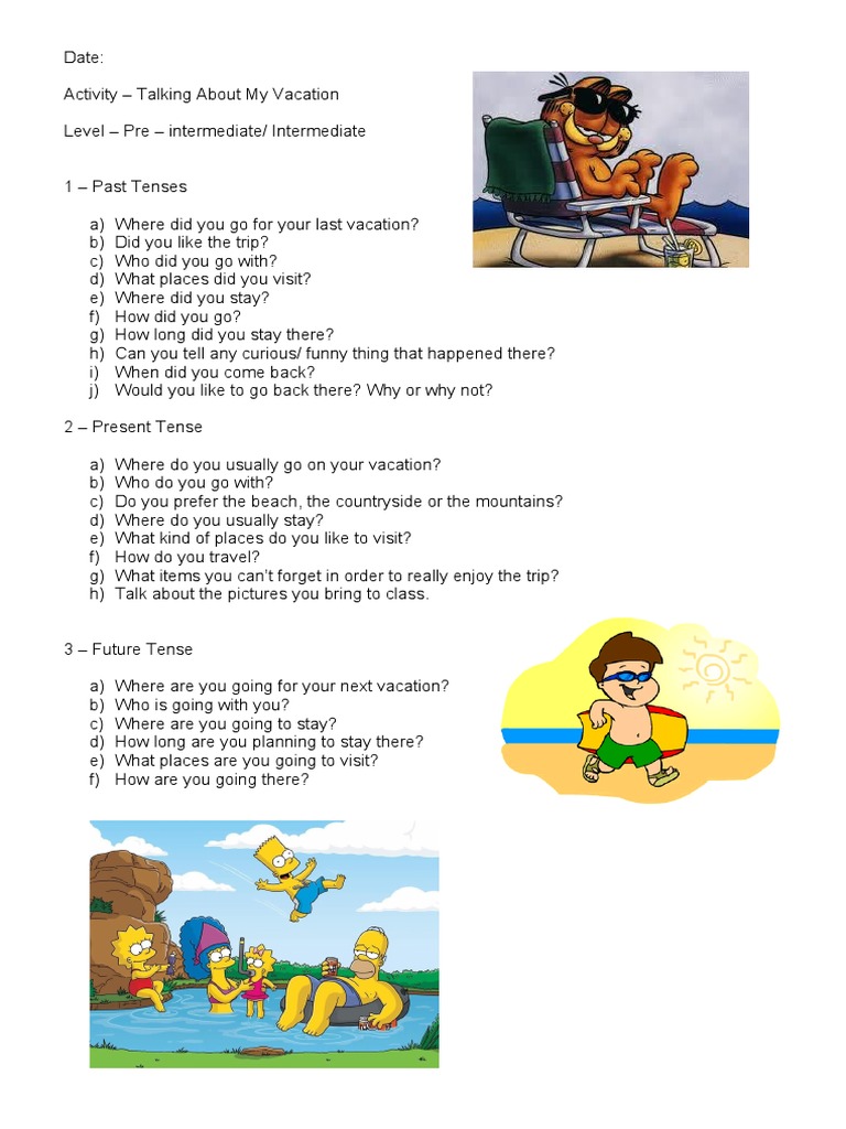 Vacation Conversation Activities Guide | PDF