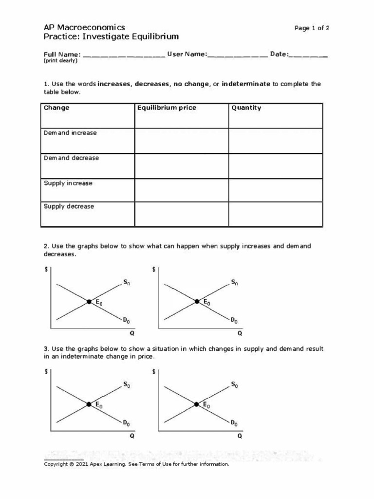 AP Macroeconomics Practice: Investigate Equilibrium: Full Name: - User ...