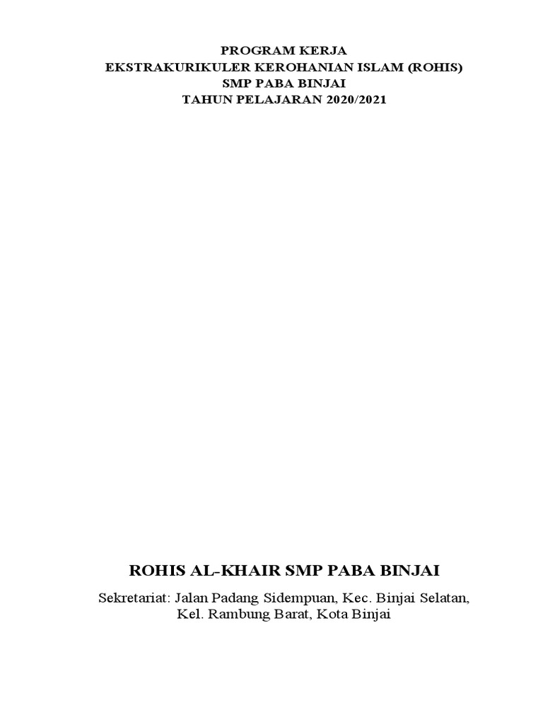 PROGRAM KERJA ROHIS SMP-dikonversi | PDF