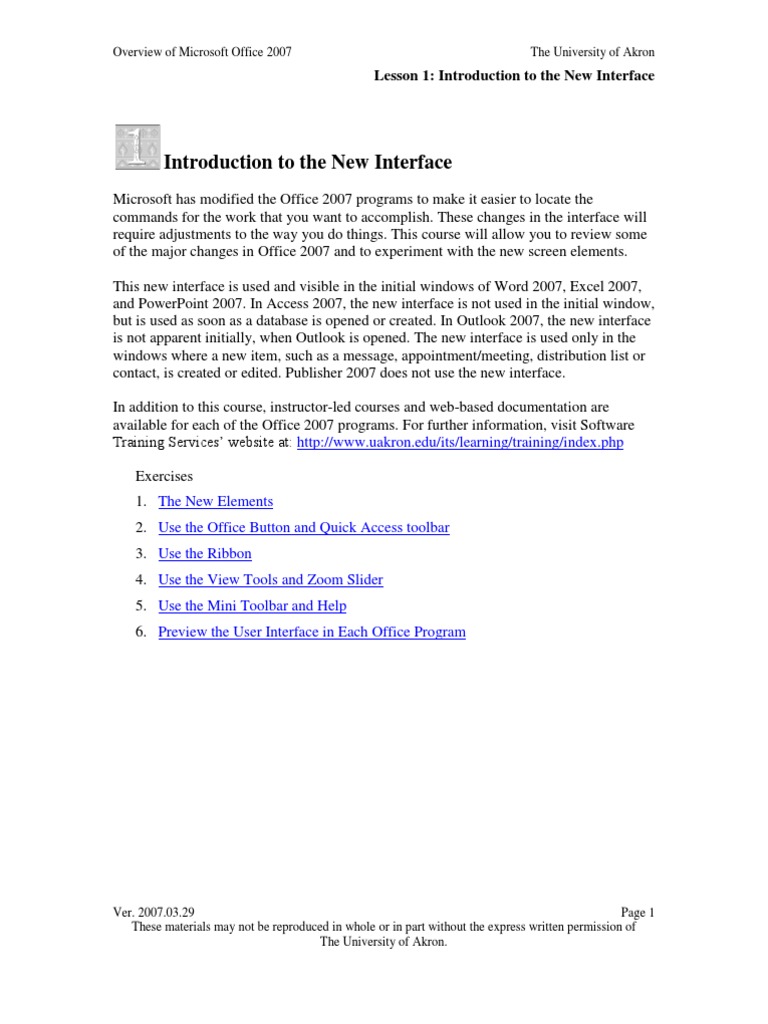 Microsoft Office 2007 Interface Overview | PDF