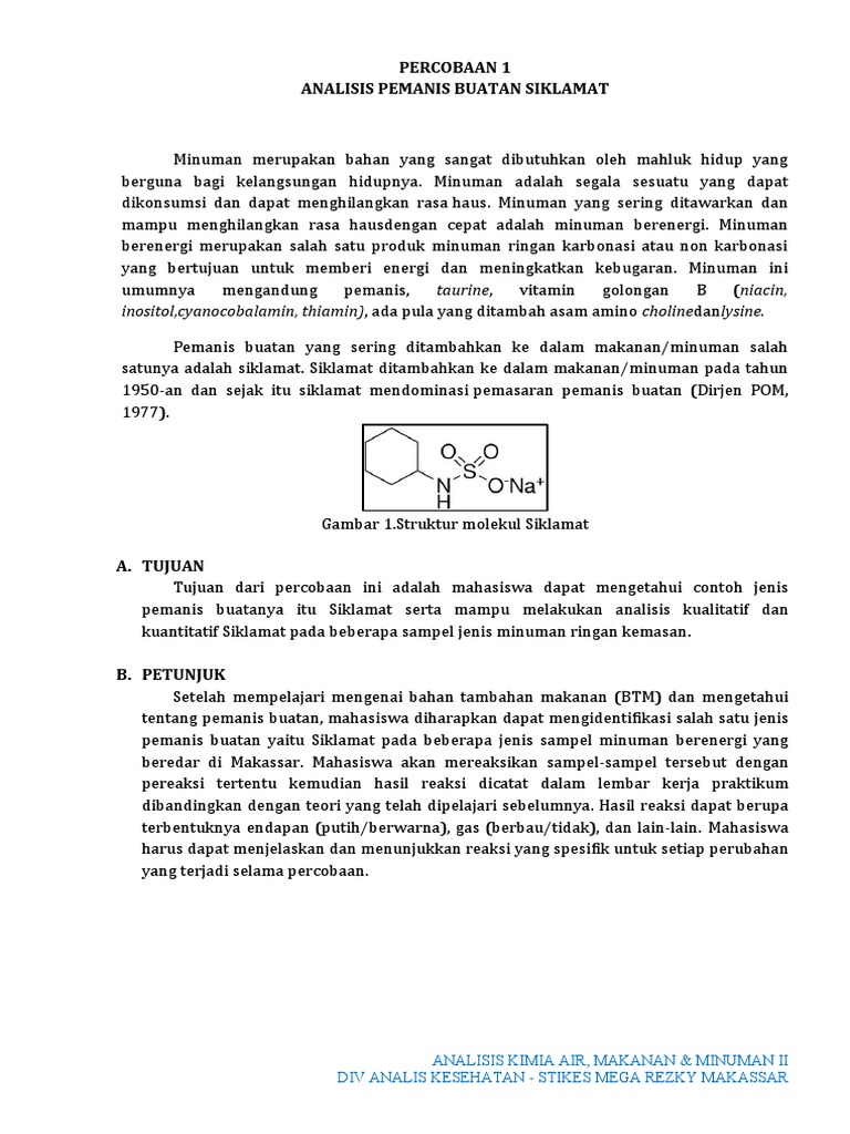 Analisis Pemanis Buatan Siklamat | PDF