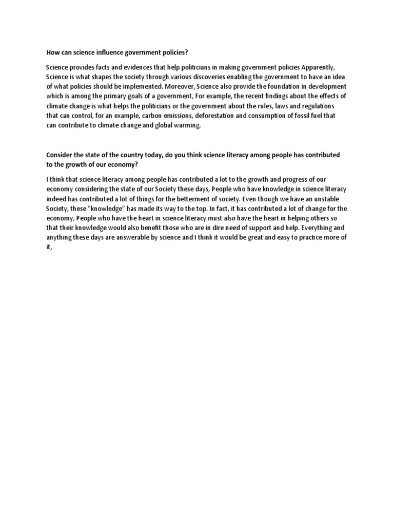 How Can Science Influence Government Policies? | PDF