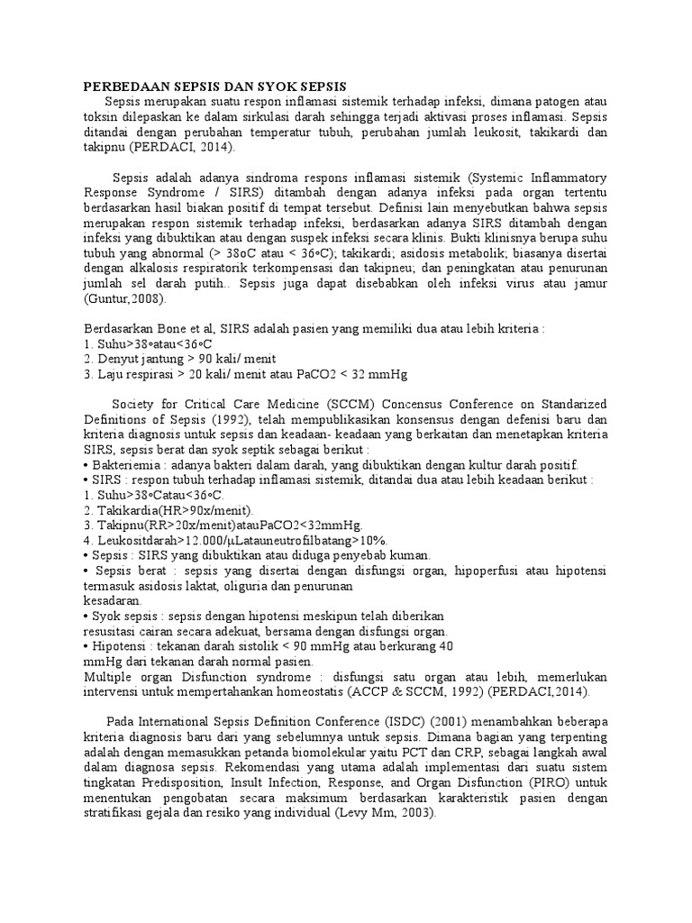 Perbedaan Sepsis dan Syok Sepsis | PDF