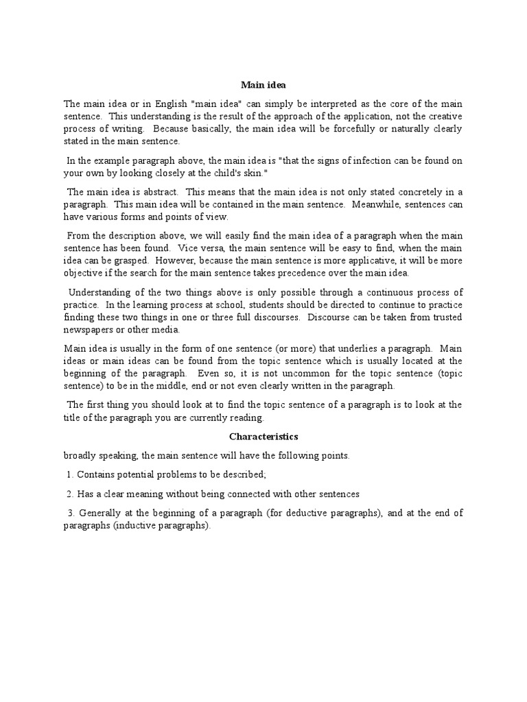Main Idea | PDF | Language Arts & Discipline | Science & Mathematics