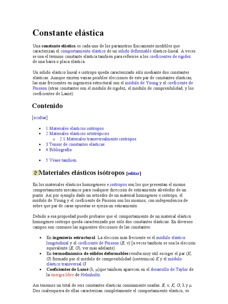 Constante Elástica | PDF | Elasticidad (Física) | Sistema coordinado
